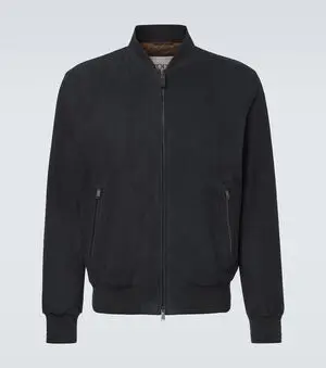 TOD'S Suede Bomber Jacket - Blue