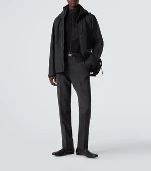 Prada Cotton-blend Zip-up Hooded Jacket With Drawstring Hem