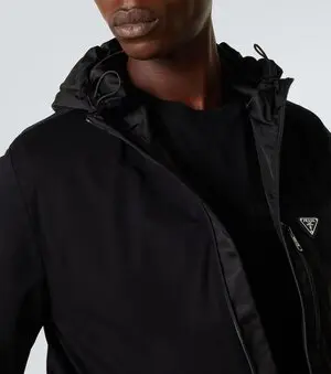 Prada Cotton-blend Zip-up Hooded Jacket With Drawstring Hem