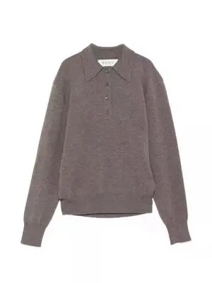 RÓHE Knitted Polo-collar Sweater - Brown