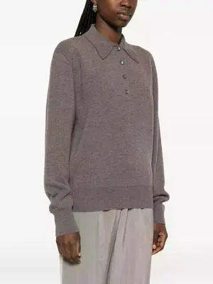RÓHE Knitted Polo-collar Sweater - Brown