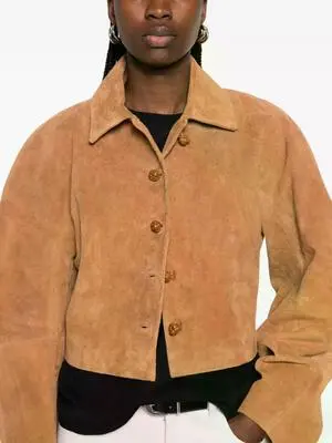 RÓHE Cropped Suede Jacket - Brown