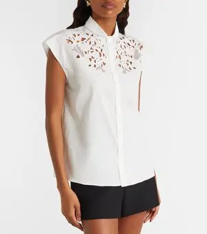 Valentino Garavani Guipure Lace-trimmed Cotton Poplin Shirt