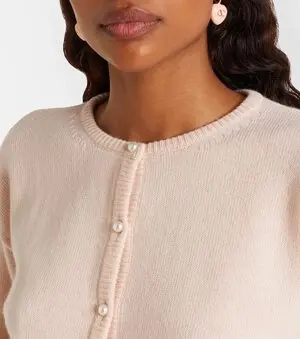 Valentino Garavani Lace-trimmed Cropped Virgin Wool Cardigan - Pink
