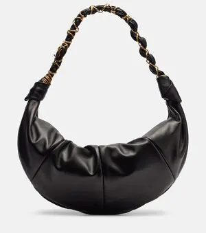 Saint Laurent Amalia Cassandre Leather Shoulder Bag - Black