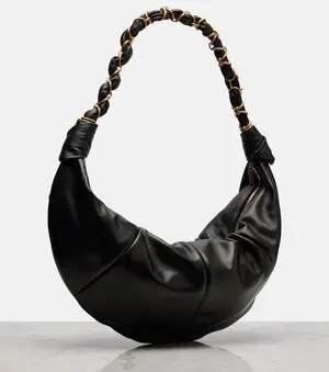 Saint Laurent Amalia Cassandre Leather Shoulder Bag - Black