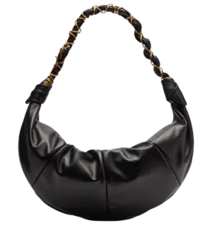 Saint Laurent Amalia Cassandre Leather Shoulder Bag - Black