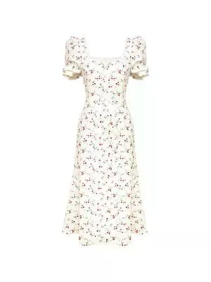 POST MERIDIEM Square-neck Midi Dress - Neutrals