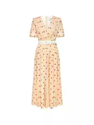 POST MERIDIEM Floral Print Side-split Maxi Dress - Neutrals