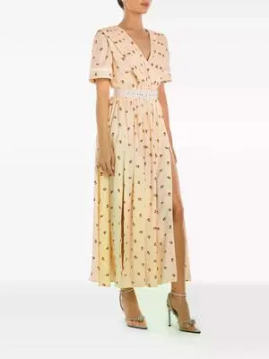 POST MERIDIEM Floral Print Side-split Maxi Dress - Neutrals