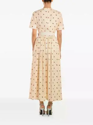 POST MERIDIEM Floral Print Side-split Maxi Dress - Neutrals