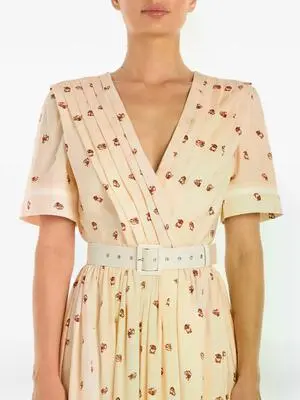 POST MERIDIEM Floral Print Side-split Maxi Dress - Neutrals