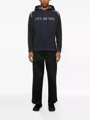 C.P. COMPANY Logo Stripe Hoodie - Grey