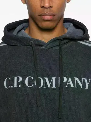 C.P. COMPANY Logo Stripe Hoodie - Grey