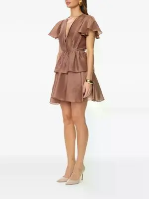 POST MERIDIEM Ruffled Mini Dress - Brown