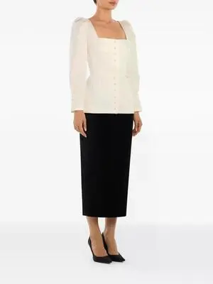 POST MERIDIEM Square-neck Top - Neutrals