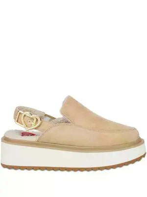Moschino Heart-buckle Platform Mules - Neutrals