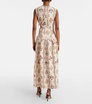 Agua Bendita Floral Cotton Midi Dress - White