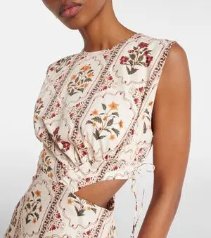 Agua Bendita Floral Cotton Midi Dress - White