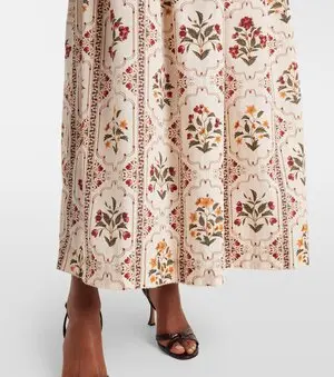 Agua Bendita Floral Cotton Midi Dress - White