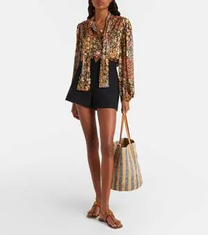 Valentino Garavani Vlogo Striped Raffia Tote - Beige