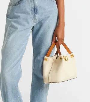 Valentino Garavani Vlogo Small Leather Top-handle Bag - White