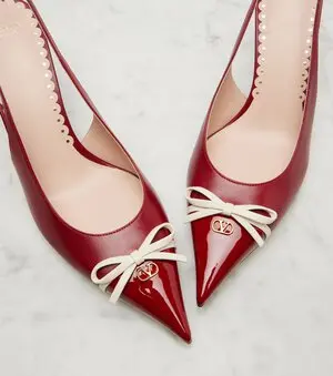 Valentino Garavani Bepointy 80 Patent Leather Slingback Pumps - Red