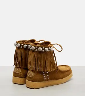 Valentino Garavani Nellcôte Studded Suede Ankle Boots - Beige