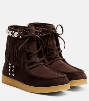 Studded Suede Ankle Boots For Women