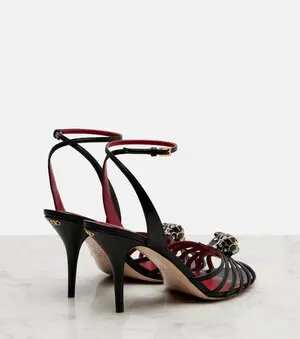 Valentino Garavani Pas De Chat 85 Embellished Leather Sandals - Black