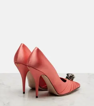 Valentino Garavani Pas De Chat 105 Embellished Pumps - Pink