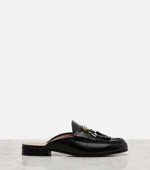 Valentino Garavani Vlogo Tasseled Leather Mules - Black