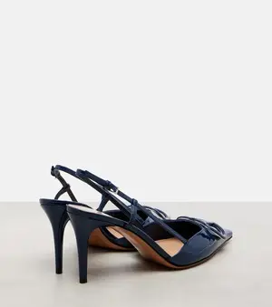 Valentino Garavani Vlogo 80 Patent Leather Slingback Pumps - Blue