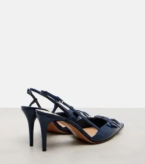 Valentino Garavani Vlogo 80 Patent Leather Slingback Pumps - Blue