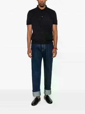 Gucci Gg-patterned Polo Shirt - Blue