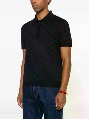 Gucci Gg-patterned Polo Shirt - Blue