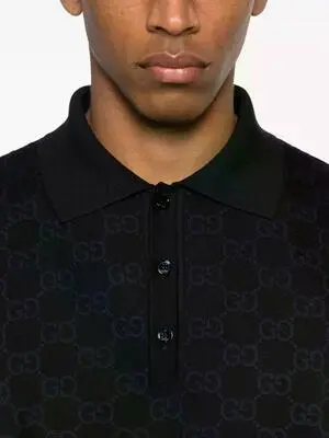 Gucci Gg-patterned Polo Shirt - Blue