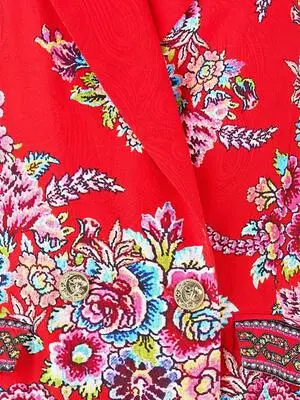 Camilla Double-breasted Floral Print Blazer - Red