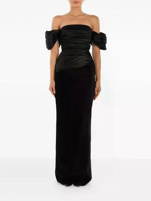 POST MERIDIEM Draped Sleeves Maxi Dress - Black
