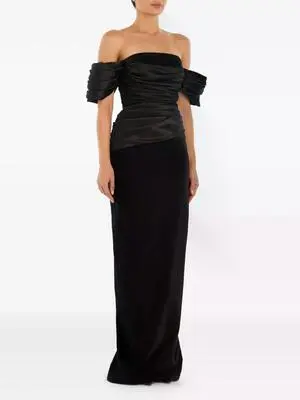 POST MERIDIEM Draped Sleeves Maxi Dress - Black