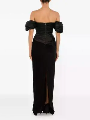 POST MERIDIEM Draped Sleeves Maxi Dress - Black