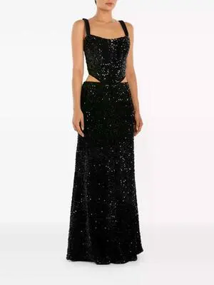 POST MERIDIEM Sequin-embellished Corset Top