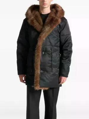 Manière De Voir Faux-fur Trim Parka Coat - Black