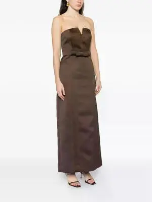 P.a.r.o.s.h Bow-detail Strapless Maxi Dress - Brown