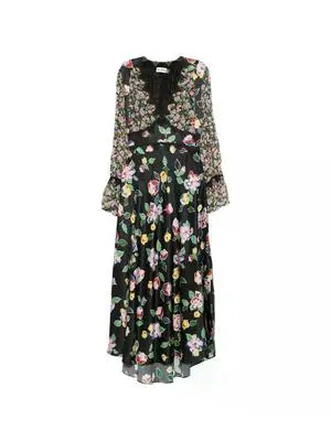 Rixo Lace-detail Floral-print Maxi Dress