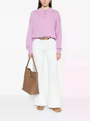 ALLUDE Button Collared Pullover