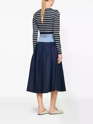 Sandro Mixed-material Maxi Skirt - Blue