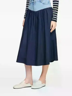 Sandro Mixed-material Maxi Skirt - Blue