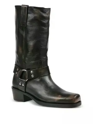Paris Texas Aged-effect Buckle Boots
