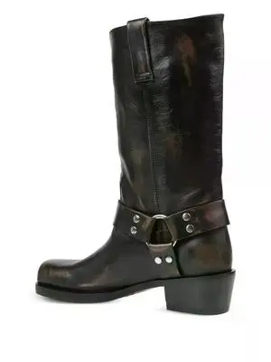 Paris Texas Aged-effect Buckle Boots